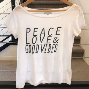 Rebecca Minkoff | Tops | Graphic Peace Love Good Vibes Tee Shirt | Poshmark